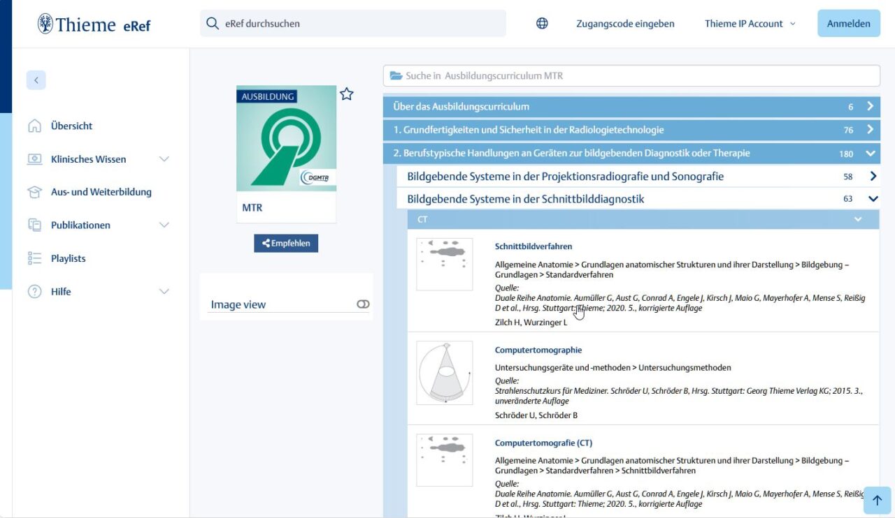 Thieme eRef – medizinische Wissensplattform für MFA
